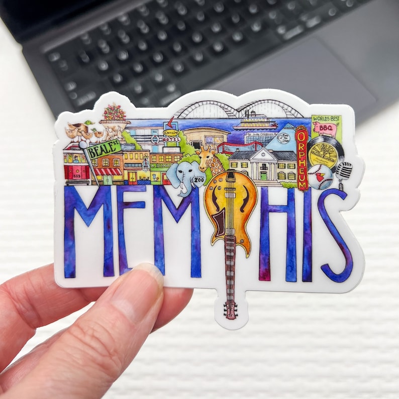 Memphis Vinyl Sticker, Memphis Decal, Laptop Decal, Phone Decal, Water ...