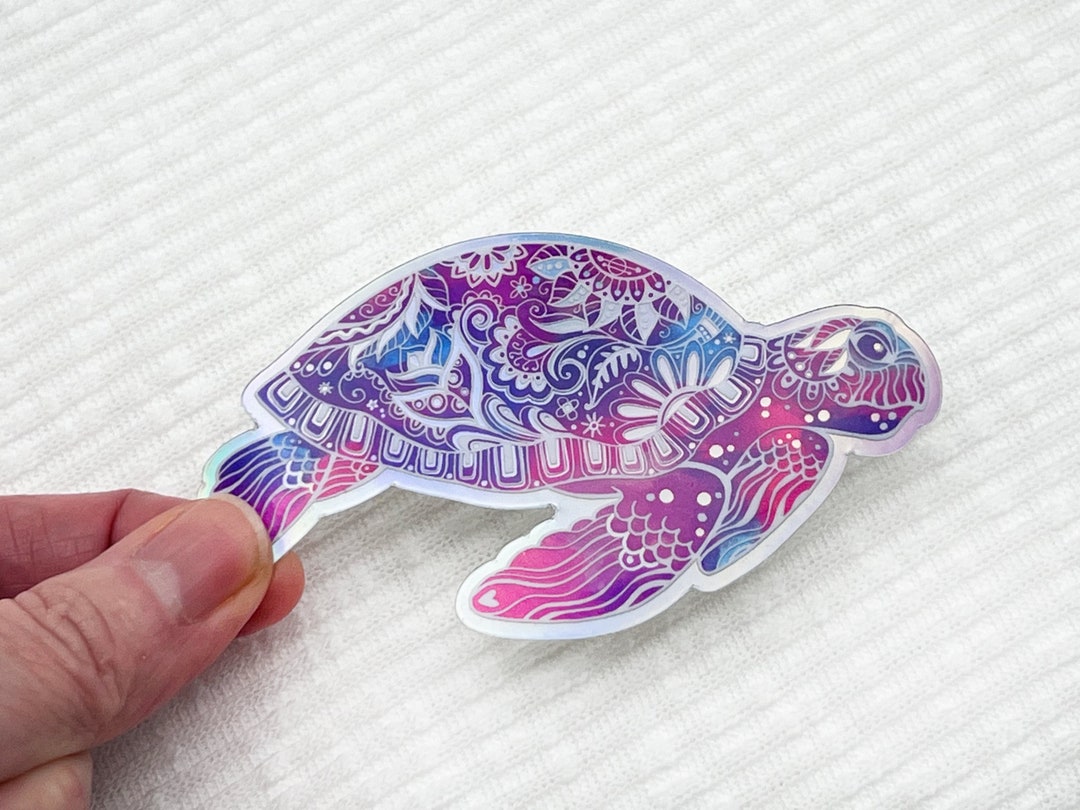 Holographic Turtle Sticker, Waterproof Sea Turtle Sticker, Psychedelic ...