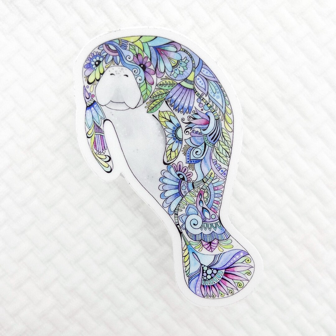 Manatee Vinyl Decal, Manatee Vinyl Sticker, Laptop Decal, Phone Decal ...