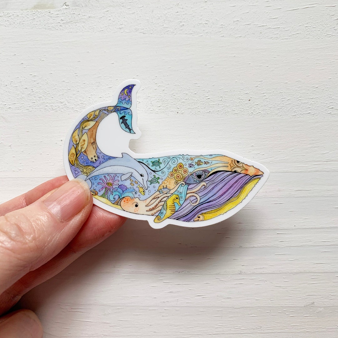 Whale Vinyl Sticker, Whale Decal, Laptop Decal, Phone Decal, Blue Whale ...
