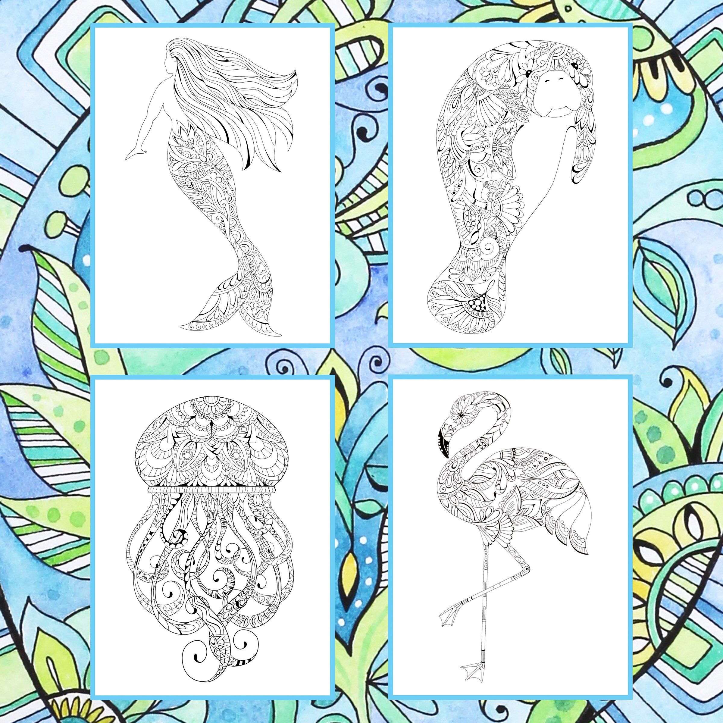 Sea Creature Adult Coloring Book: Beautiful Ocean Creatures for ...