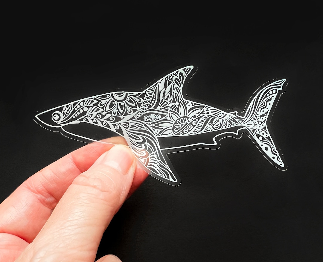 Clear Shark Sticker, Shark Sticker, Transparent Decal, Laptop Decal ...