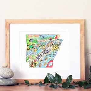 Arkansas Map Art Print, Arkansas Map, State Maps, Arkansas Watercolor ...