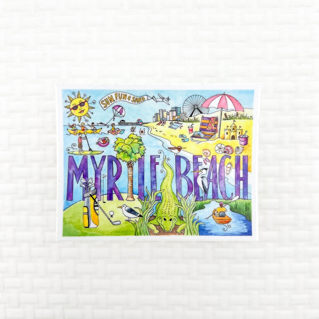 Myrtle Beach SC Vinyl Sticker, Myrtle Beach Decal, Laptop Decal, Phone ...