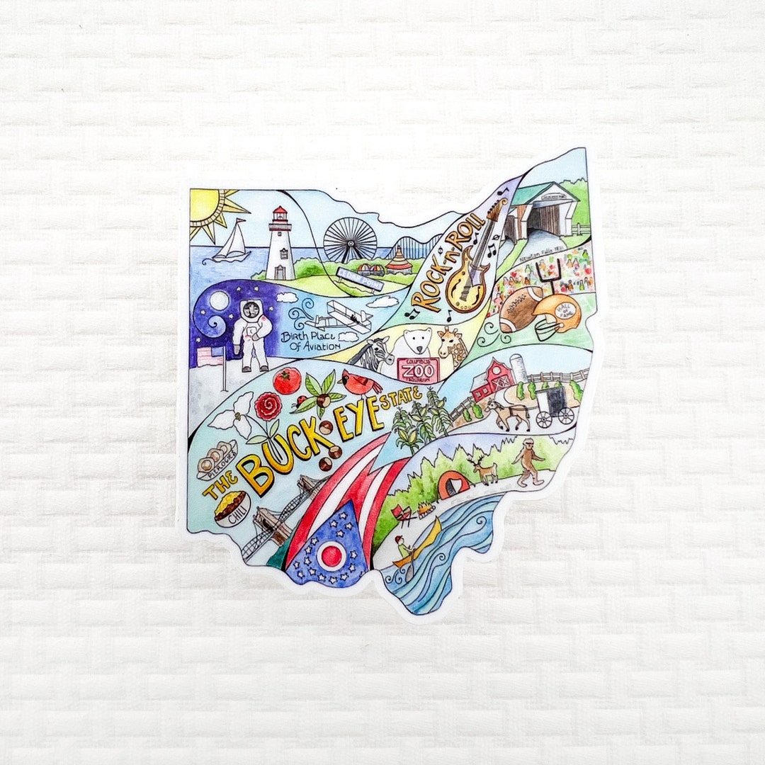 Ohio Vinyl Sticker, Ohio Decal, Laptop Decal, Phone Decal, Ohio Map ...