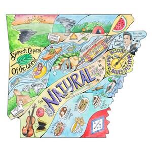 Arkansas Map Art Print, Arkansas Map, State Maps, Arkansas Watercolor ...