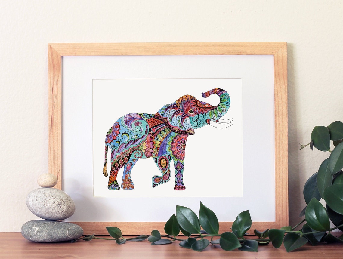 Colorful Elephant Painting Print Elephant Art Elephant Home - Etsy