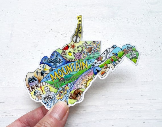 West Virginia Vinyl Sticker West Virginia Map Laptop Decal - Etsy