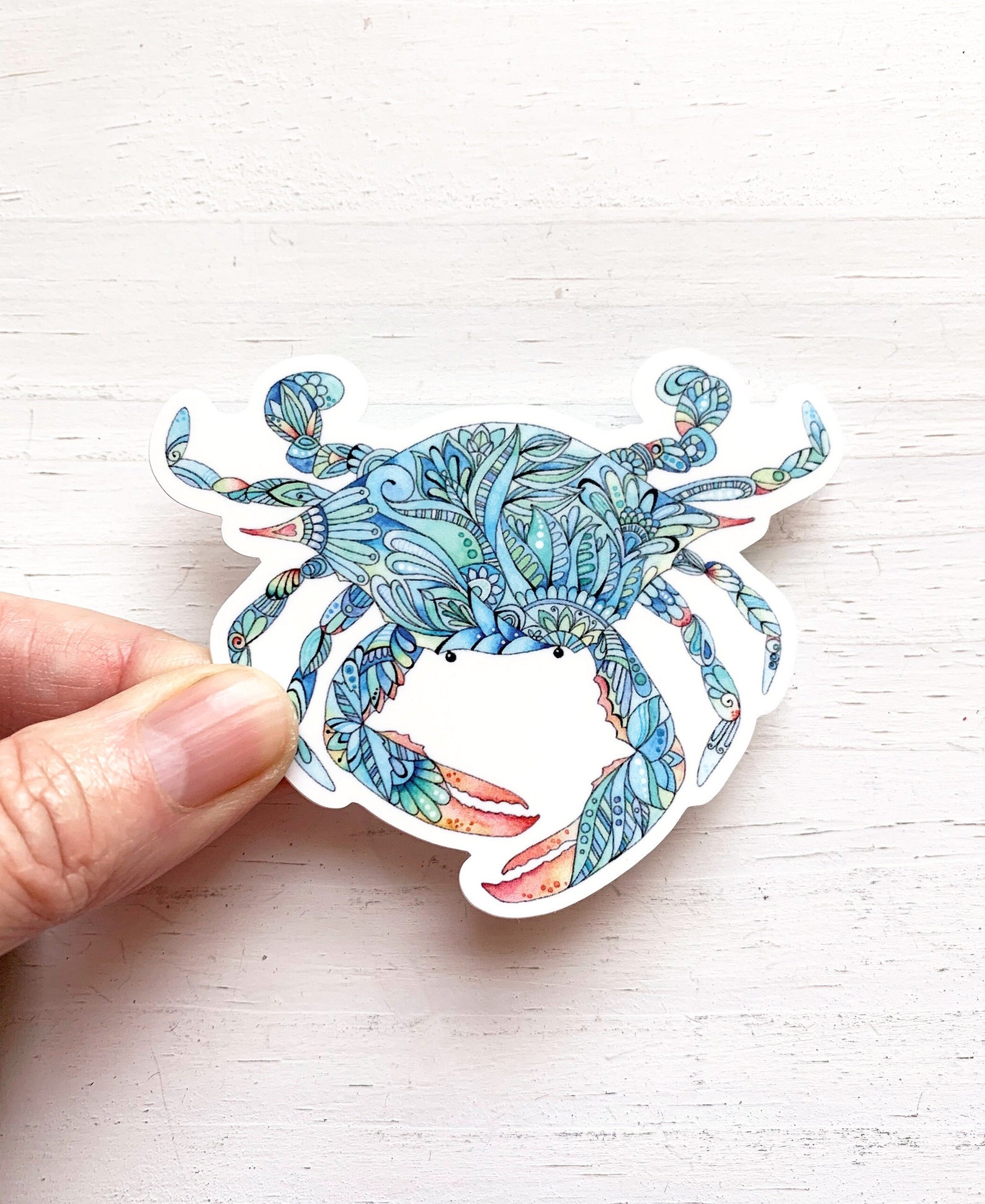 Blue Crab Vinyl Sticker Crab Decal Waterproof Sticker for | Etsy