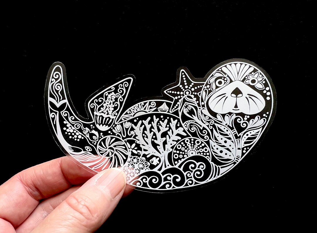 Clear Sea Otter Sticker, Clear Otter Sticker, Animal Stickers ...