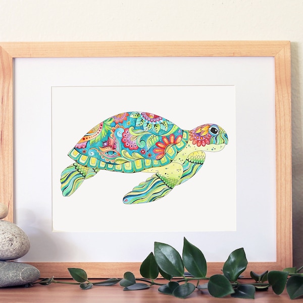 Turtle Whimsical Painting - Etsy