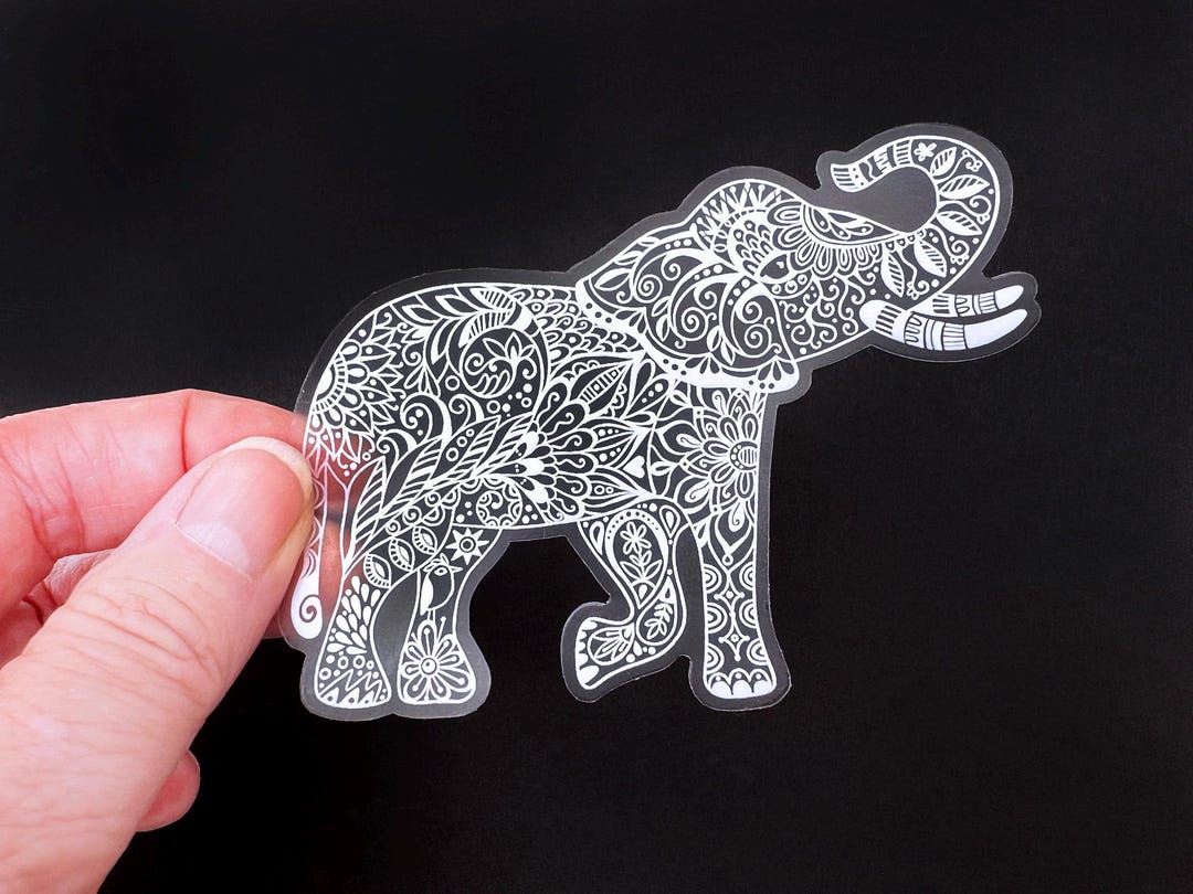 Clear Elephant Sticker, Water Bottle Sticker, Elephant Decal ...