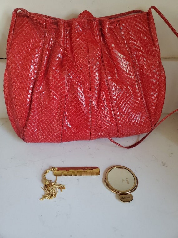Vintage red snakeskin clutch - Gem