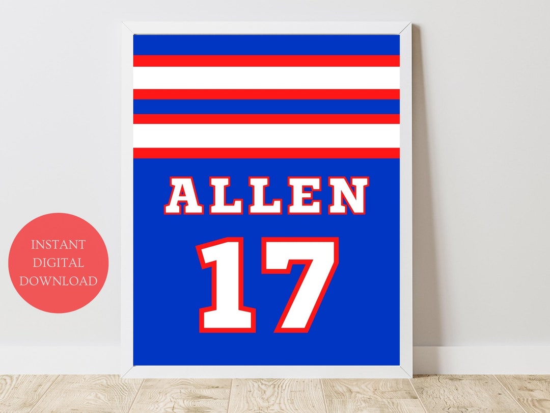 Josh Allen Buffalo Bills Jersey Poster, Buffalo Bills Jersey PRINTABLE ...