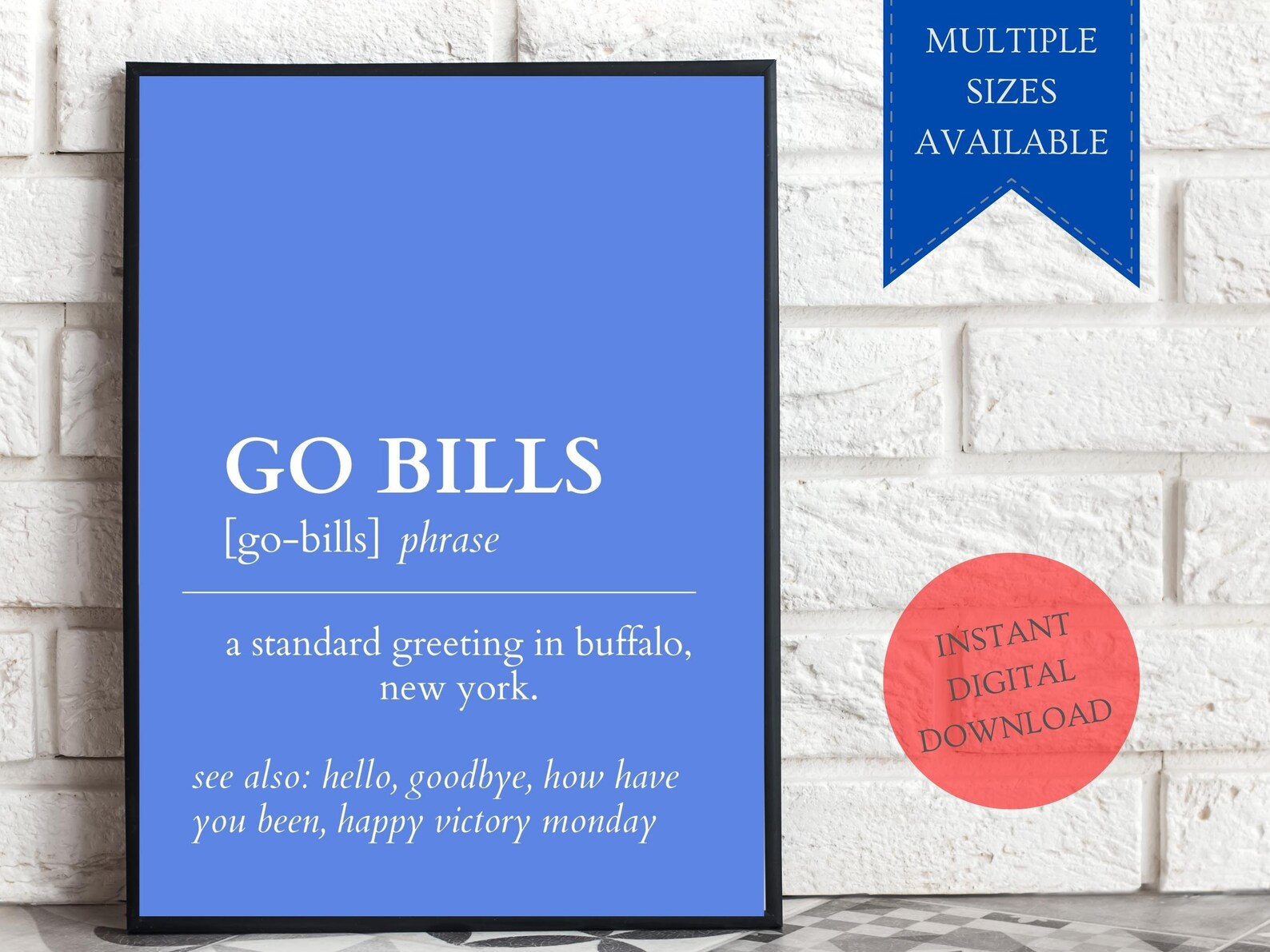 GO BILLS Blue Definition Wall Art, Buffalo Bills Printable Digital ...