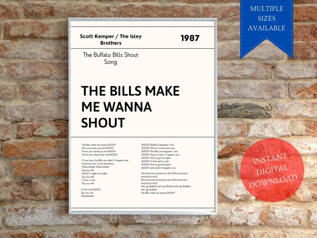 Buffalo Bills Shout Song Lyric Poster, Buffalo Bills Fight Song Wall ...