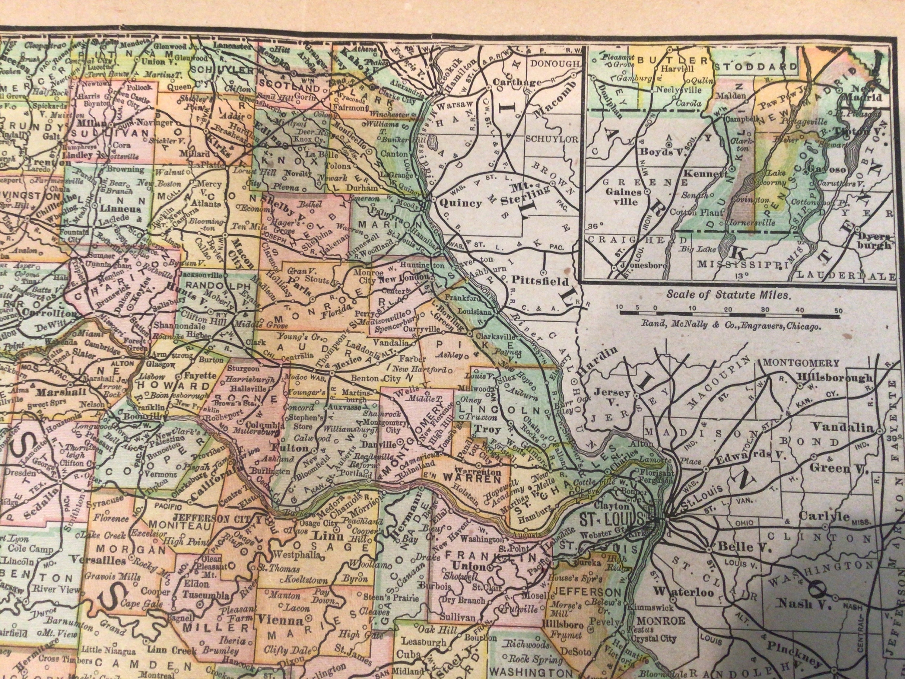 Map of Missouri 9 X 11, Tinted by Hand, Circa 1890 From an Old Atlas by ...
