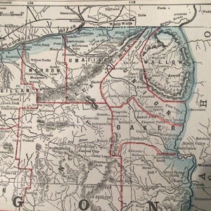 Map of Oregon, 10 X 14“ 1890, Tinted by Hand Pulled From an Old Atlas ...