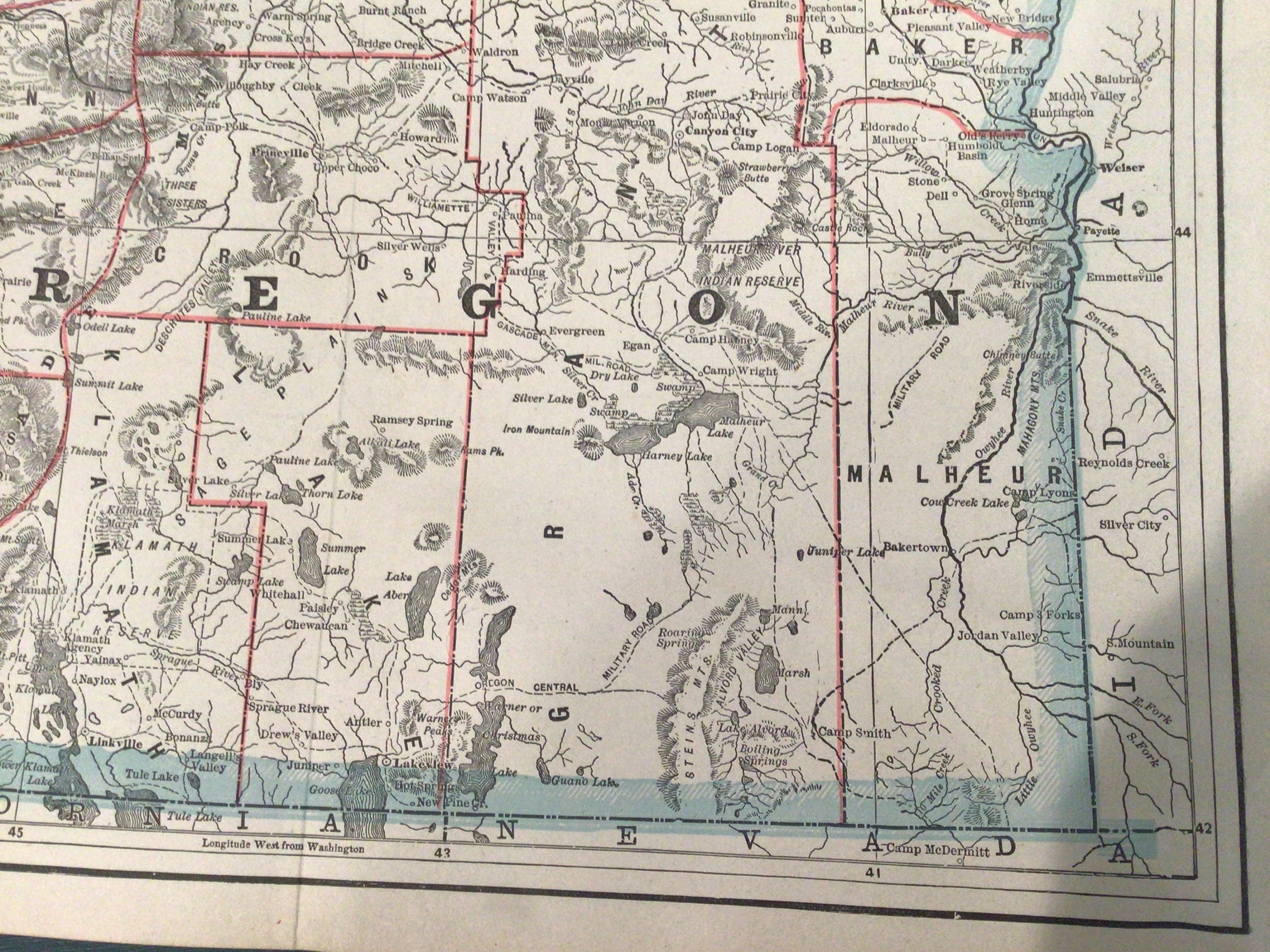 Map of Oregon, 10 X 14 1890, Tinted by Hand Pulled From an Old Atlas - Etsy