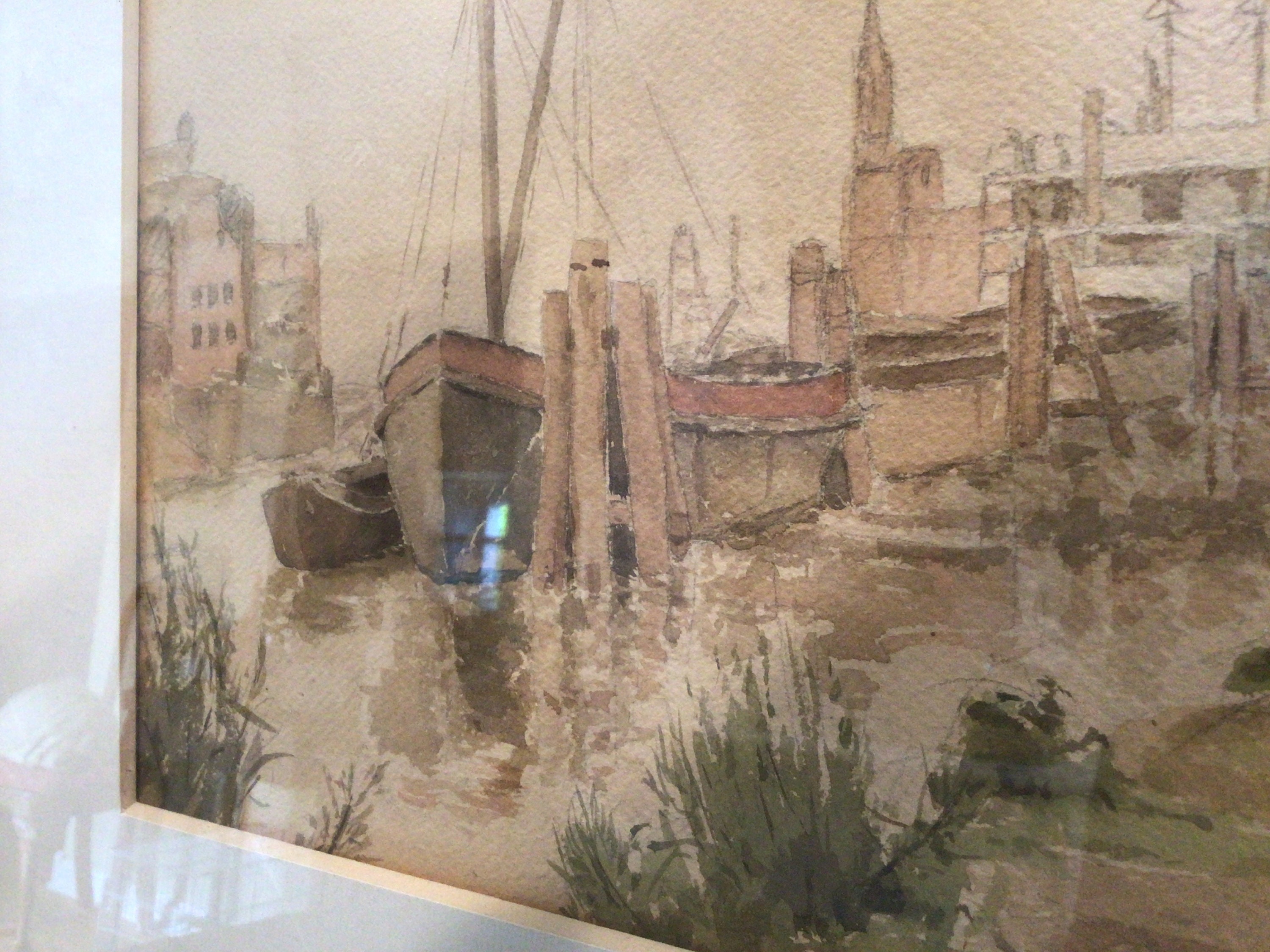 Mid Century 1948 Watercolor Harbor Dock Scene 24.5 X 21 - Etsy