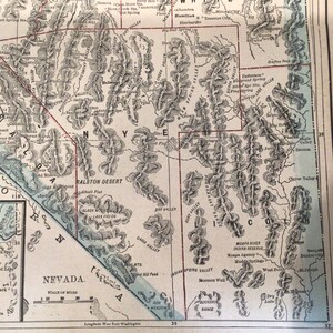 Map of the State of Nevada, 10 X 14”, Hand Tinted Circa 1890 From an ...