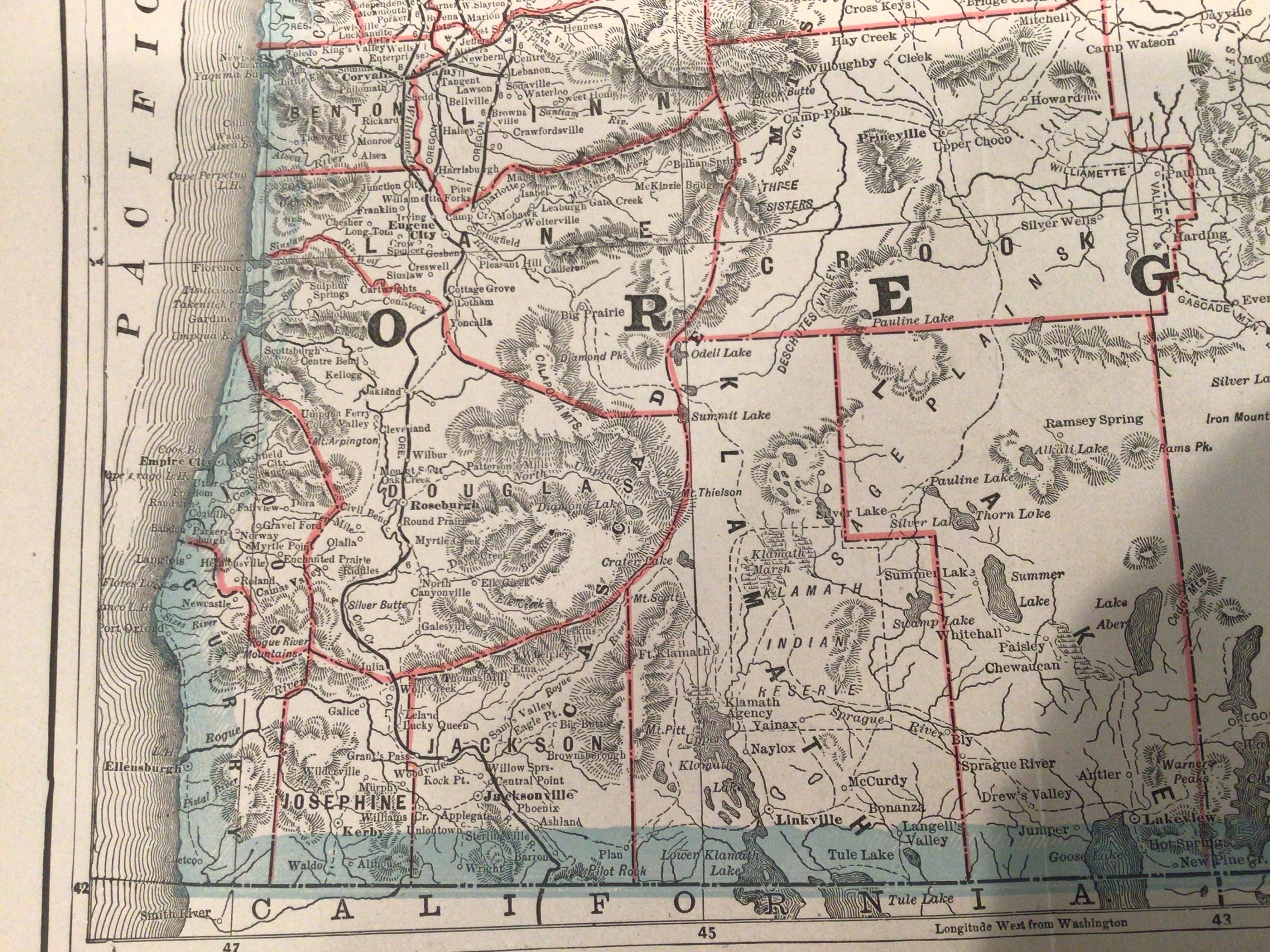 Map of Oregon, 10 X 14 1890, Tinted by Hand Pulled From an Old Atlas - Etsy