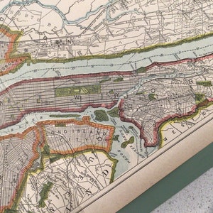 Map of New York City and Vicinity, 10 X 14 1/2” Circa 1890 and Tinted ...