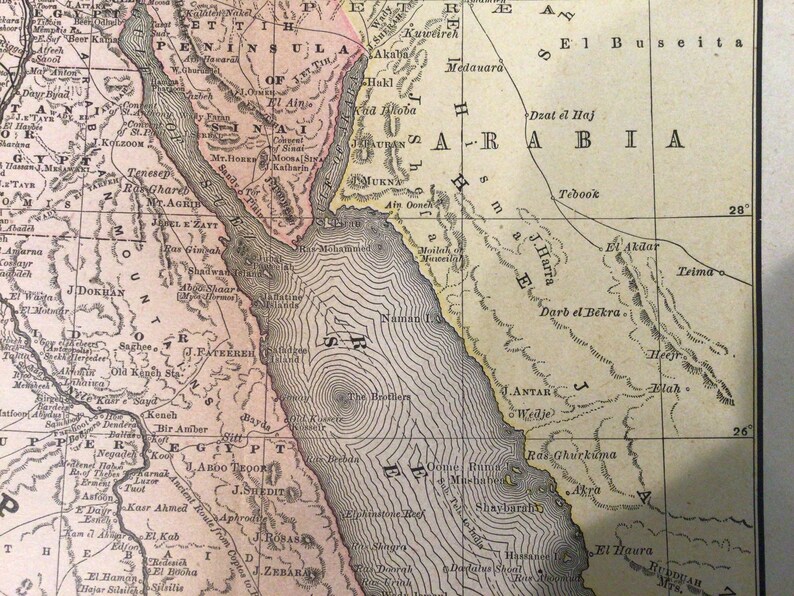 Map of Egypt 9 X 11 Circa 1890 and Hand Tinted From an Old - Etsy