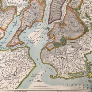 Map of New York City and Vicinity, 10 X 14 1/2” Circa 1890 and Tinted ...
