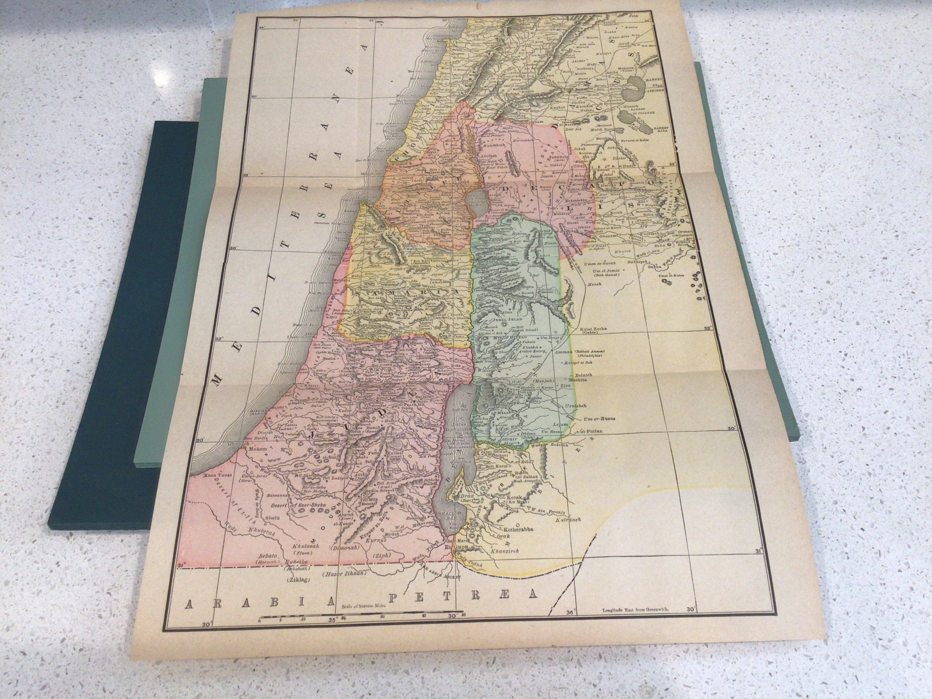Map of Palestine 1890, Showing Judea Samaria Galilee Phoenicia Damascus ...