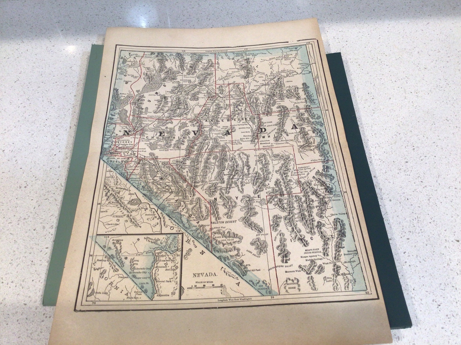 Map of the State of Nevada, 10 X 14”, Hand Tinted Circa 1890 From an ...