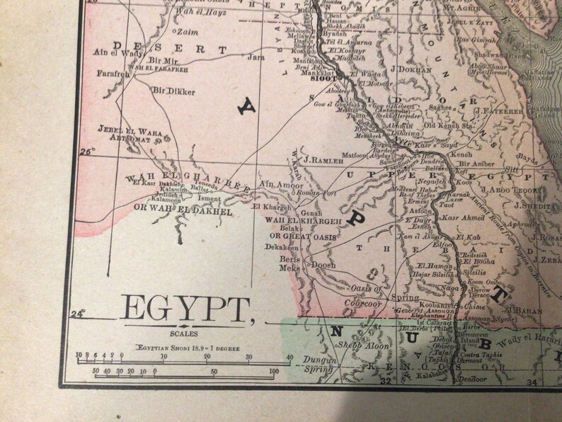 Map of Egypt 9 X 11 Circa 1890 and Hand Tinted From an Old - Etsy