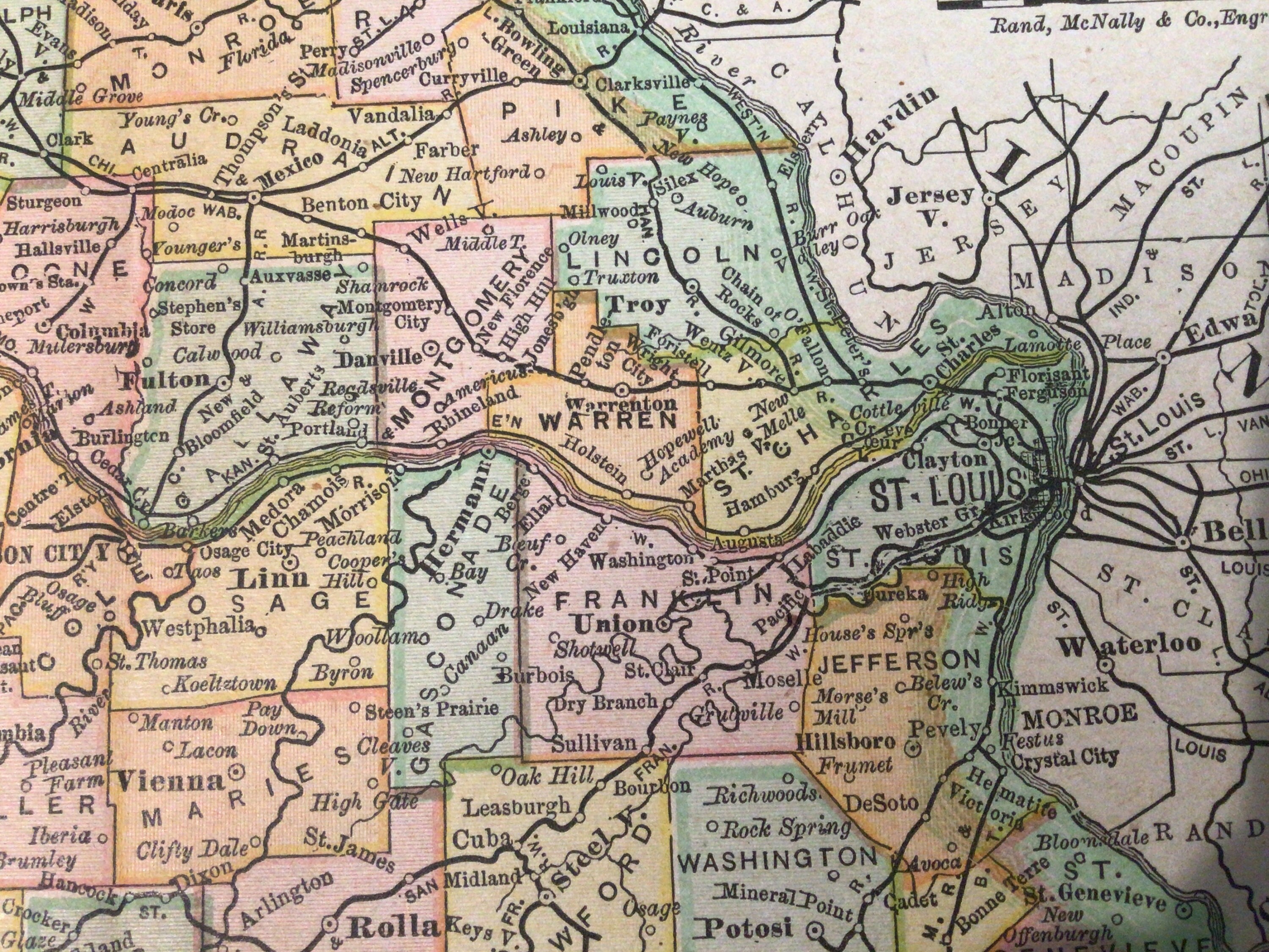 Map of Missouri 9 X 11, Tinted by Hand, Circa 1890 From an Old Atlas by ...