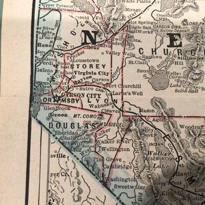 Map of the State of Nevada, 10 X 14”, Hand Tinted Circa 1890 From an ...