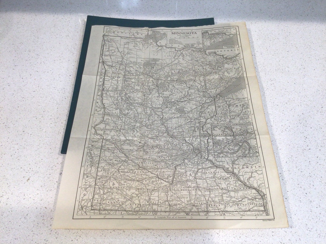 Map of Minnesota, 12 X 15“, Printed on Thin Paper 1922 From the ...