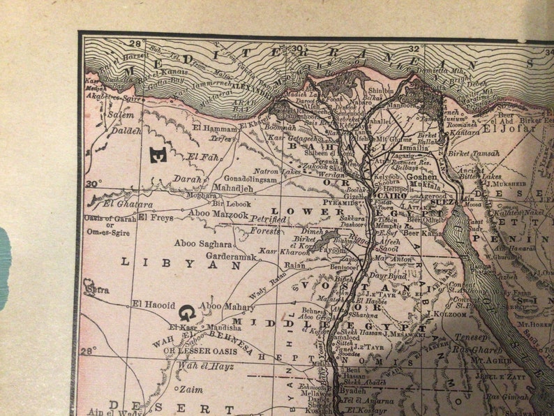 Map of Egypt 9 X 11 Circa 1890 and Hand Tinted From an Old - Etsy