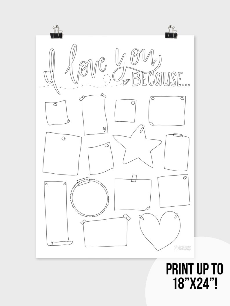 Printable Valentine Coloring Page for Kids I Love You | Etsy