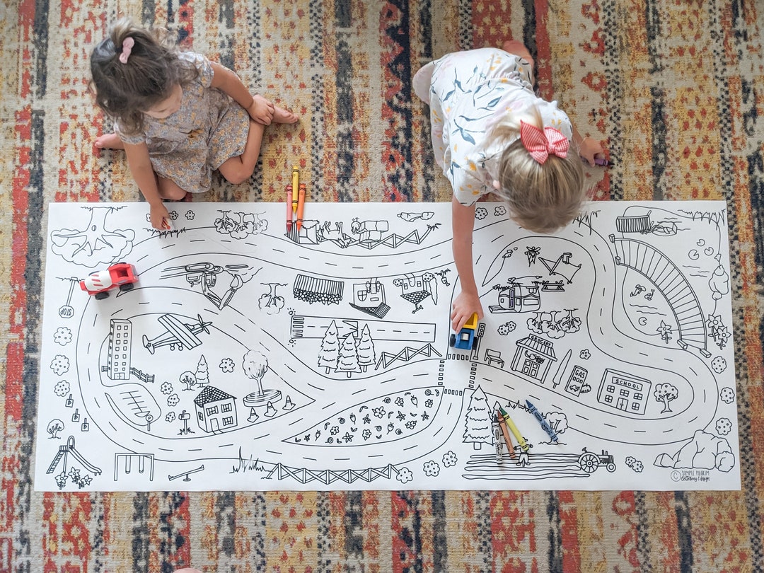 Giant Coloring Page City Play Mat for Kids | Interactive Coloring ...
