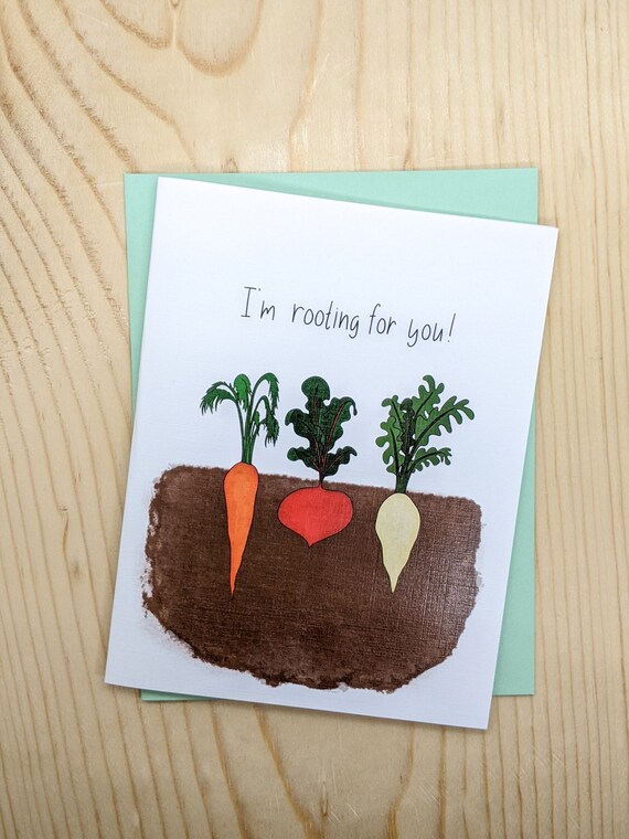I'm Rooting for You Funny Plant Pun Encouraging Greeting | Etsy