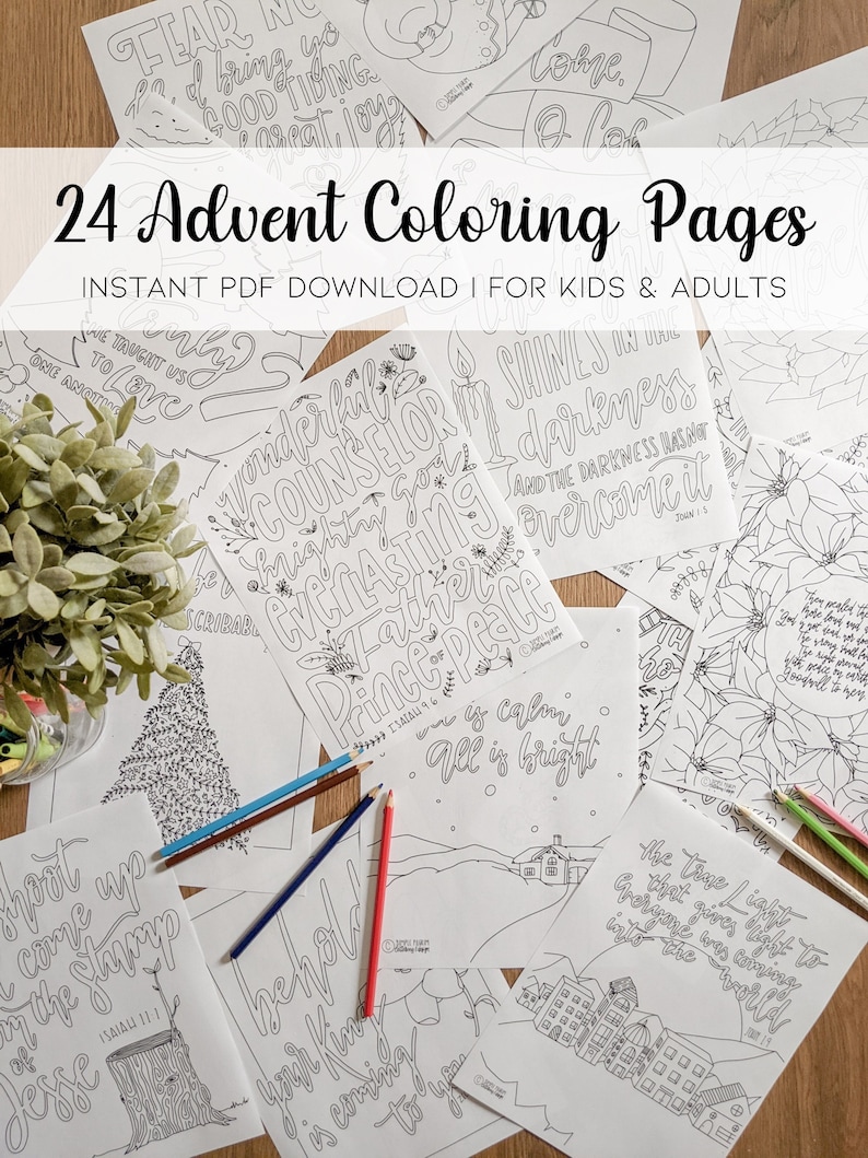 24 Printable Christmas Coloring Pages for Advent Christmas - Etsy