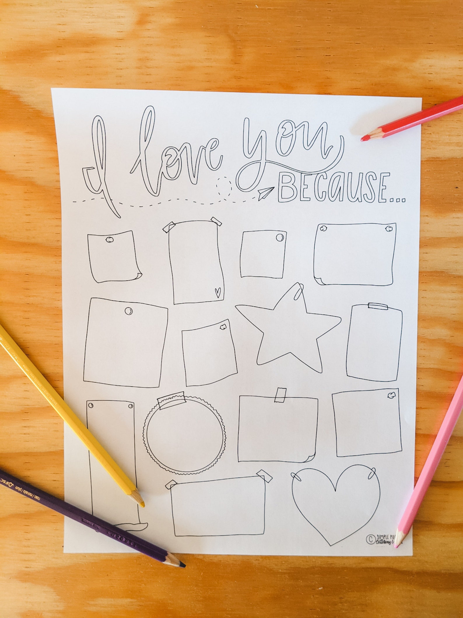 Printable Valentine Coloring Page for Kids I Love You | Etsy