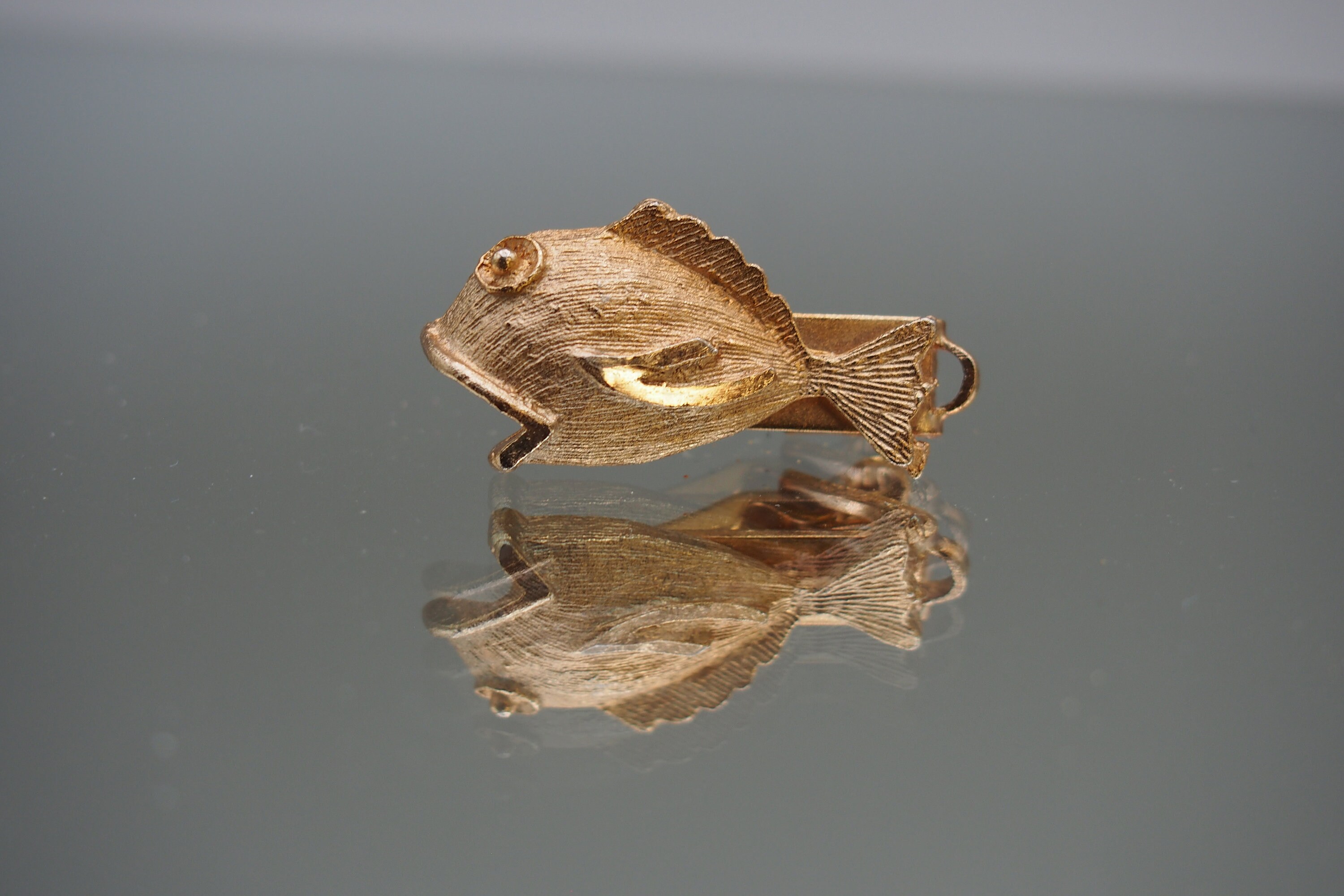 Novelty 1950s Open Mouth Fish Tie Clip in Brushed Gold-tone - Etsy