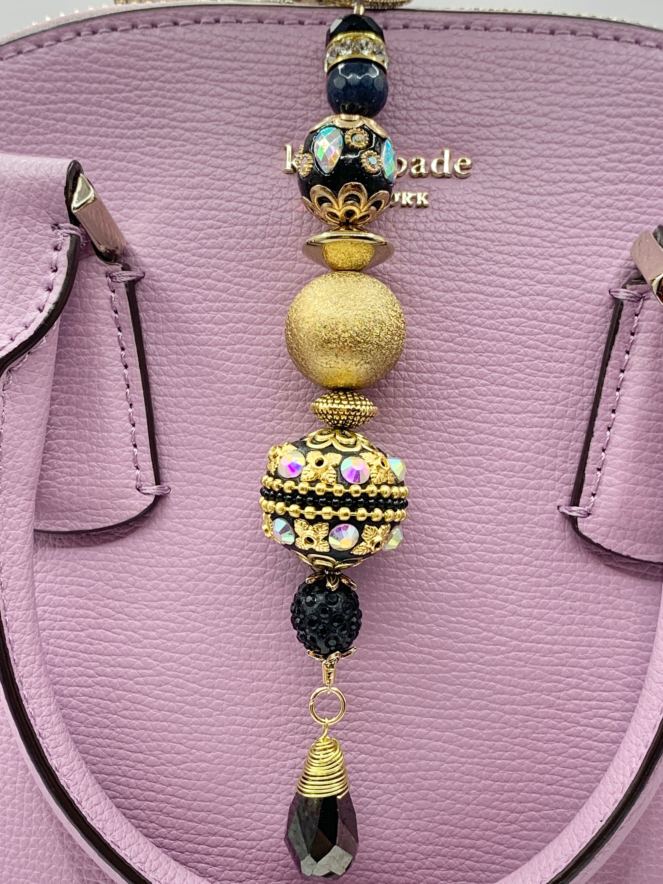 Black Beaded Purse Charm, Dramatic Black Purse Charm, Zipper Charm ...