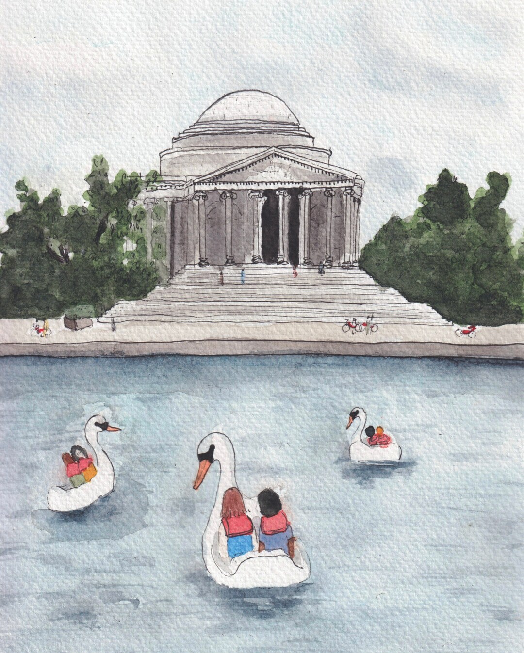 Jefferson Memorial Watercolor Print, Dc Watercolor Art, Washington DC ...