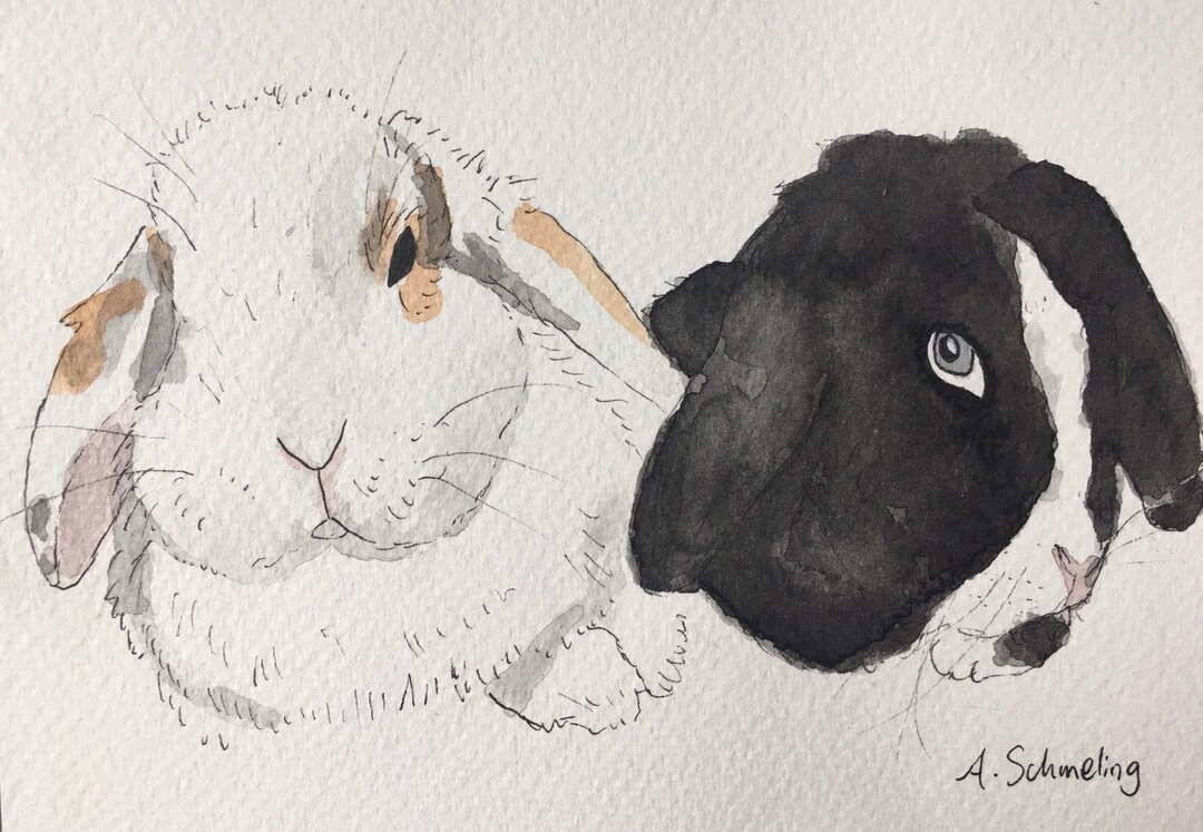 Custom Rabbit Portrait, Custom Bunny Painting, Rabbit Watercolor ...