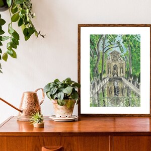 Medici Fountain Watercolor Print, Luxembourg Gardens Painting, Paris ...