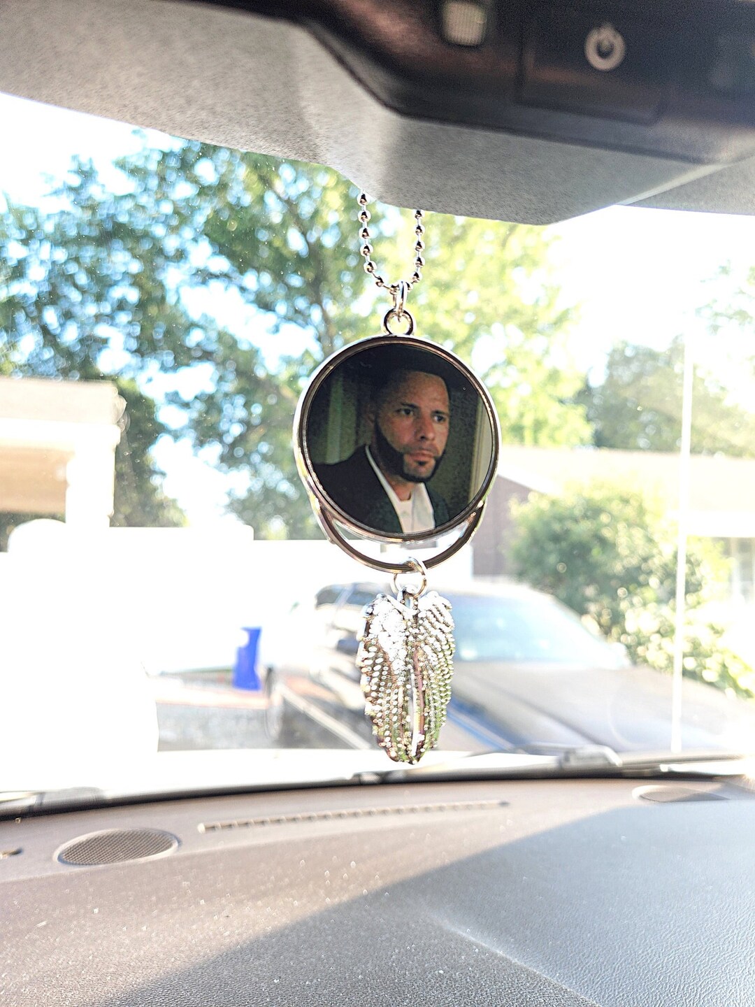 Angel Wings Keychain, Memorial Keychain, Rear View Mirror Charm 2 Sides ...