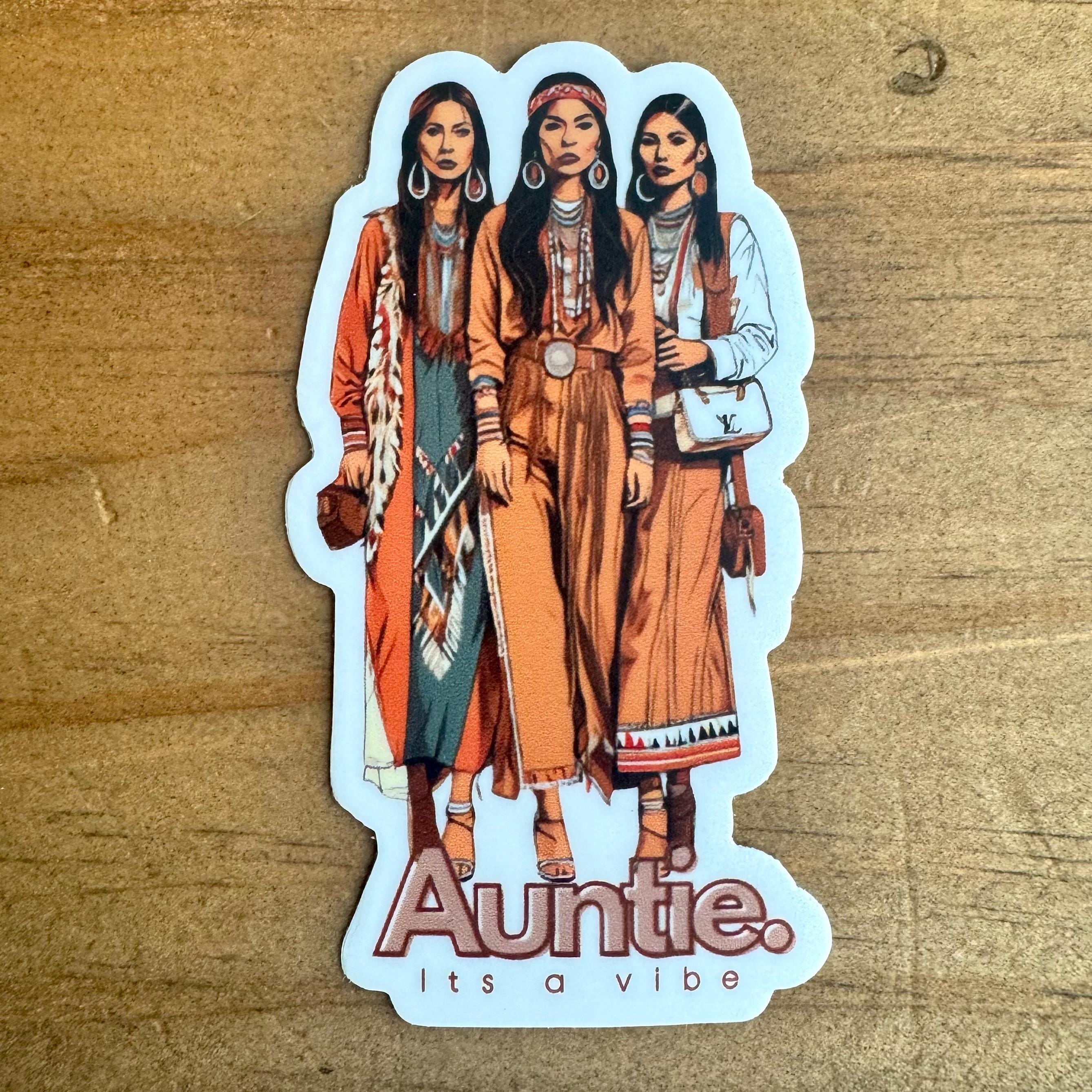 Native American "auntie" Sticker | 3-inch Die-cut Vinyl Sticker ...