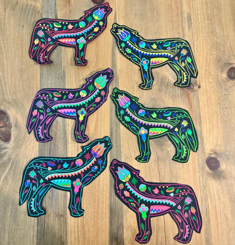 Wolf Applique-floral & Tribal Design With Iron-on Adhesive- 2 Sizes ...