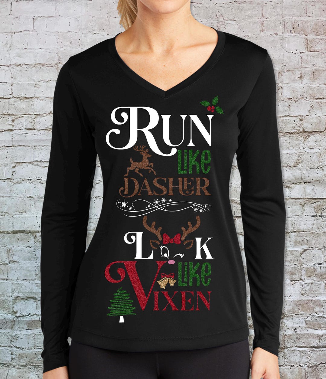 RUN Like Dasher LOOK Like Vixen Women's Christmas Running Shirt ...